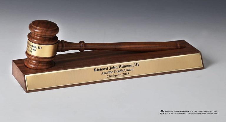 Walnut Gavel with Sounding Block with a large Walnut Presentation Block