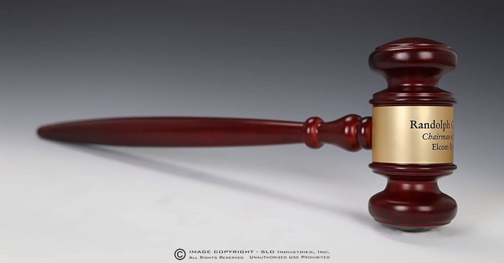 Giant Two Foot Long Rosewood Gavel With Engraved Gavel Band