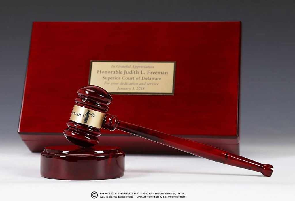 Rosewood Laser Engraved Pianowood Gavel Presentation Box Gift Set