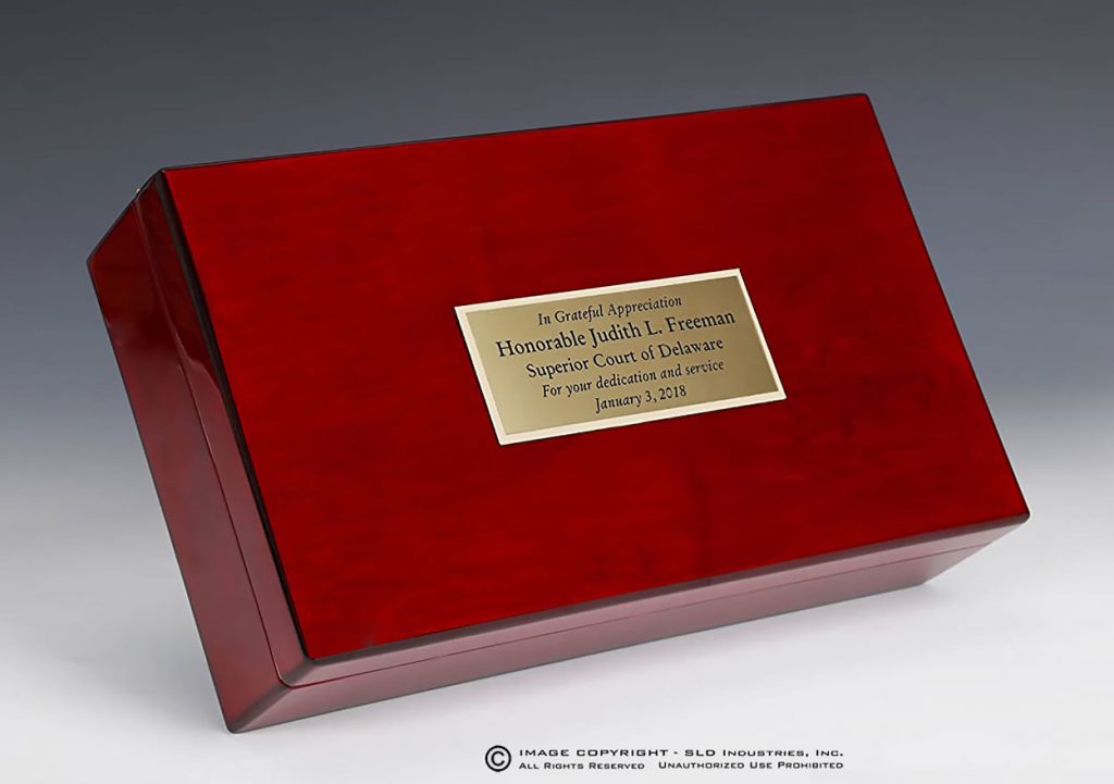 Rosewood Laser Engraved Pianowood Gavel Presentation Box Gift Set