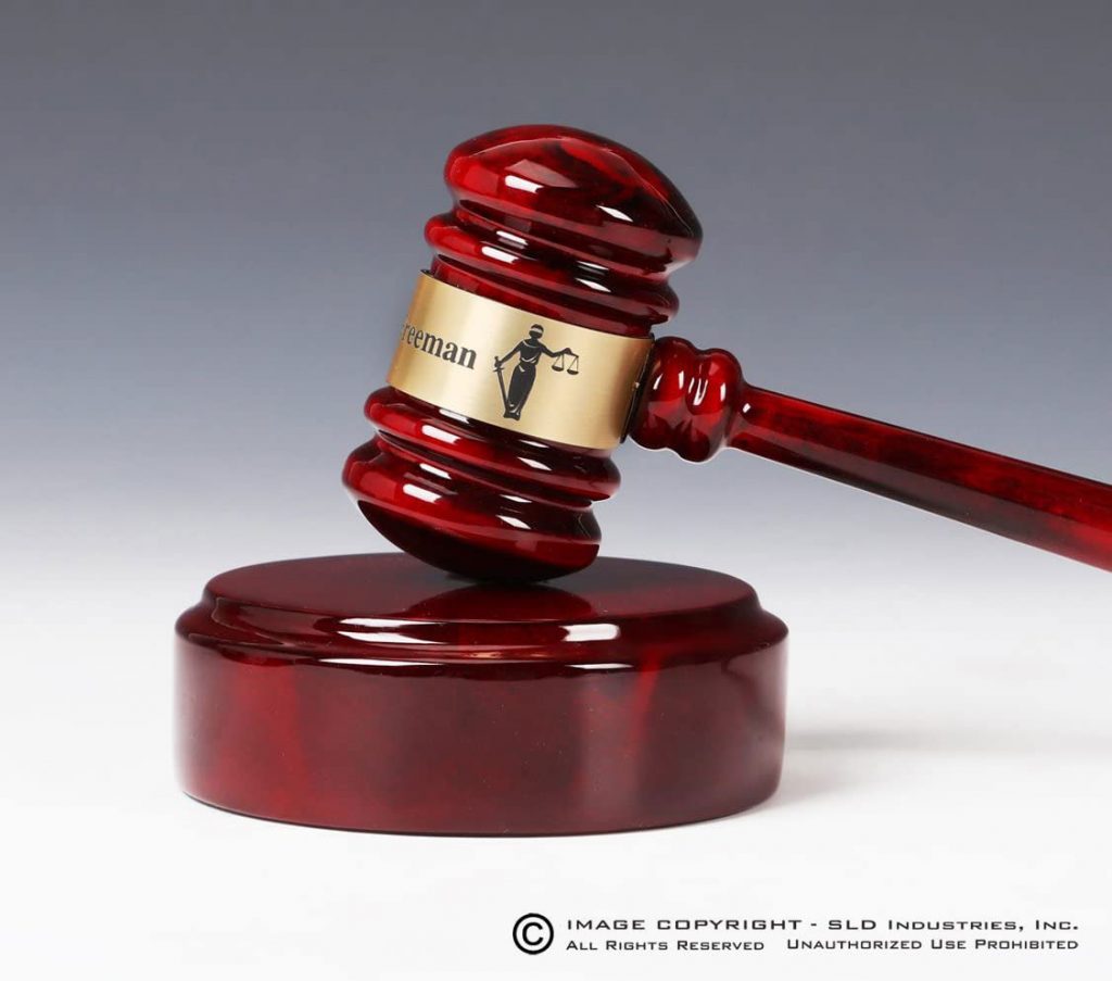 Rosewood Laser Engraved Pianowood Gavel Presentation Box Gift Set